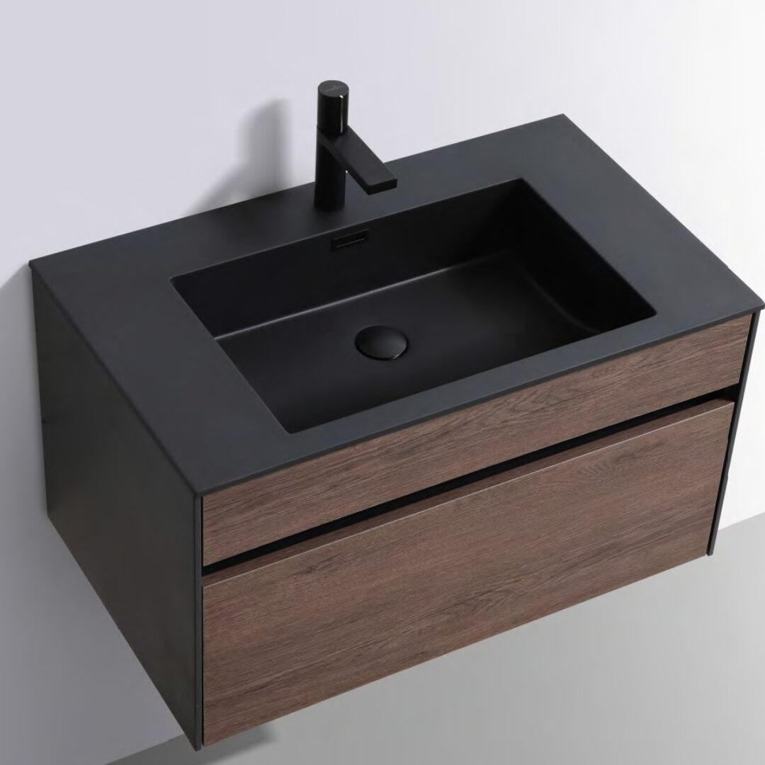 800 Vanity & Charcoal Basin - Cart Oak - The Bathroom Club